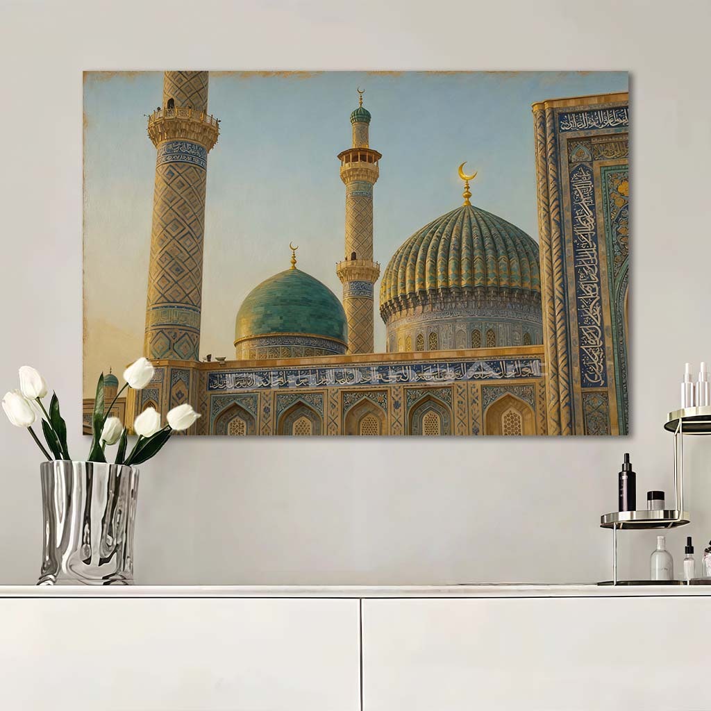 Jual Lukisan Dinding Islami Masjid Emas Dekorasi Estetik dengan Nuansa ...