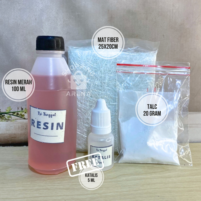 Jual Paket Resin MERAH 100gr Polyester FREE Katalis 5ml Bahan Reparasi ...