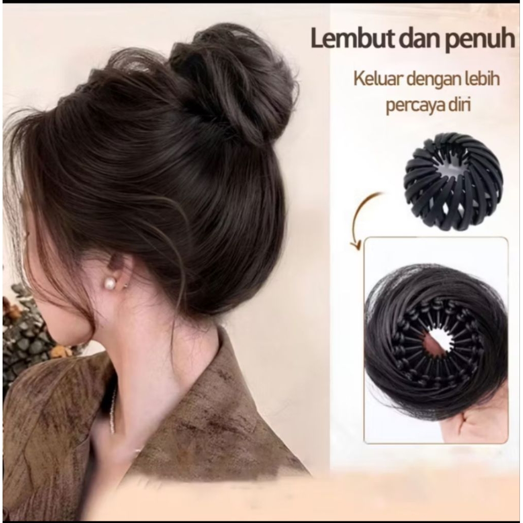 Jual SANGGUL INSTAN CAKRAM KONDE CEPOL WIG RAMBUT PALSU MESSY BUN HAIR ...