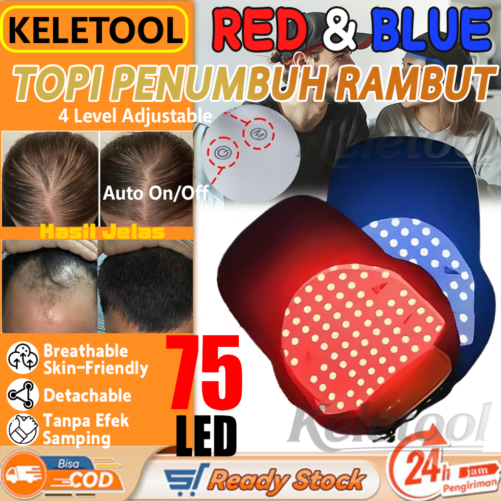 Jual [COD] Laser Hair Growth LED Light Theraphy Hat Topi Led Light ...