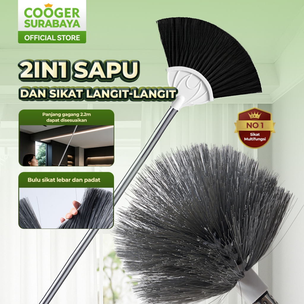 Jual COOGER SURABAYA 2IN1 Sapu Lantai dan Sapu Sawang Pembersih Plafon ...