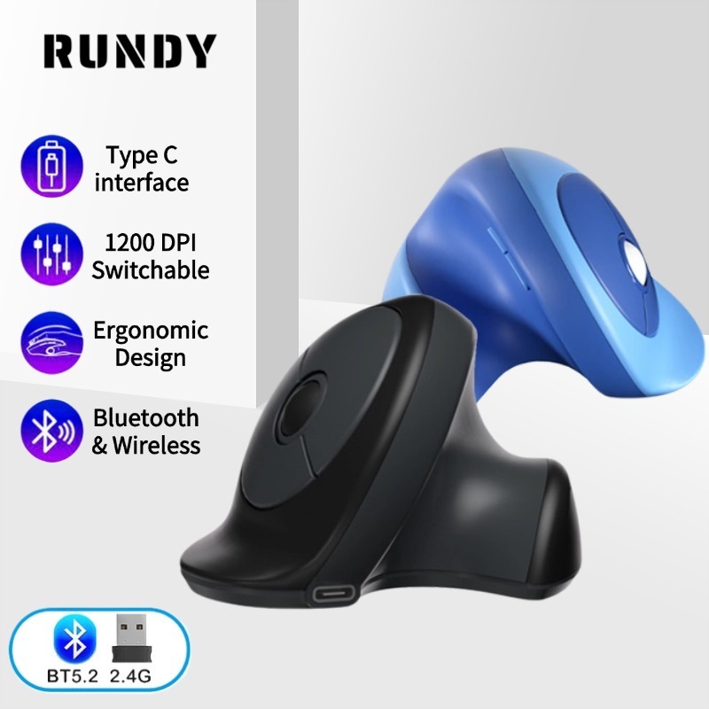 Jual RUNDY Ergonomic Wireless Mouse - Tri-Mode Rechargeable with Dual ...