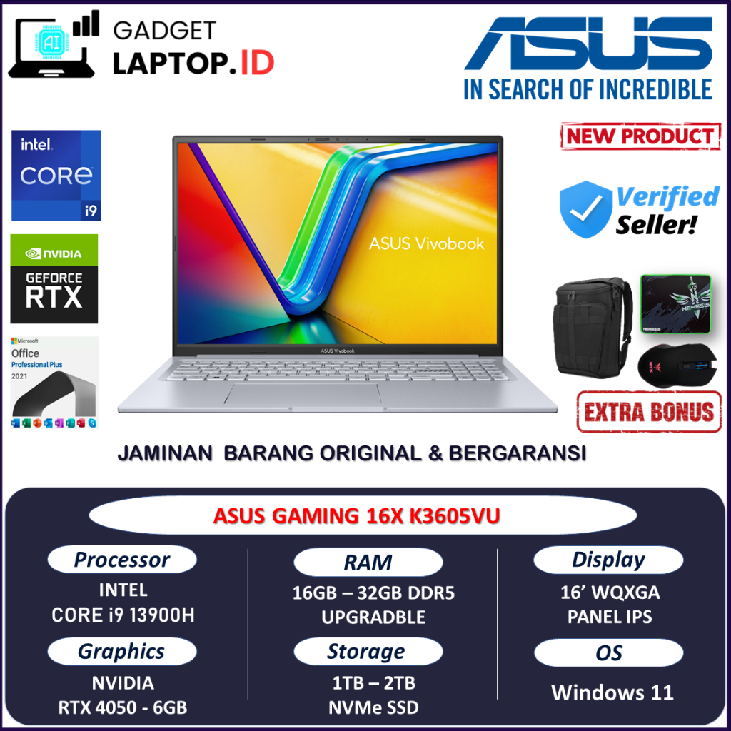 Jual Asus Vivobook 16X intel Core i9 13900H RAM 32GB 2TB SSD RTX4050 ...
