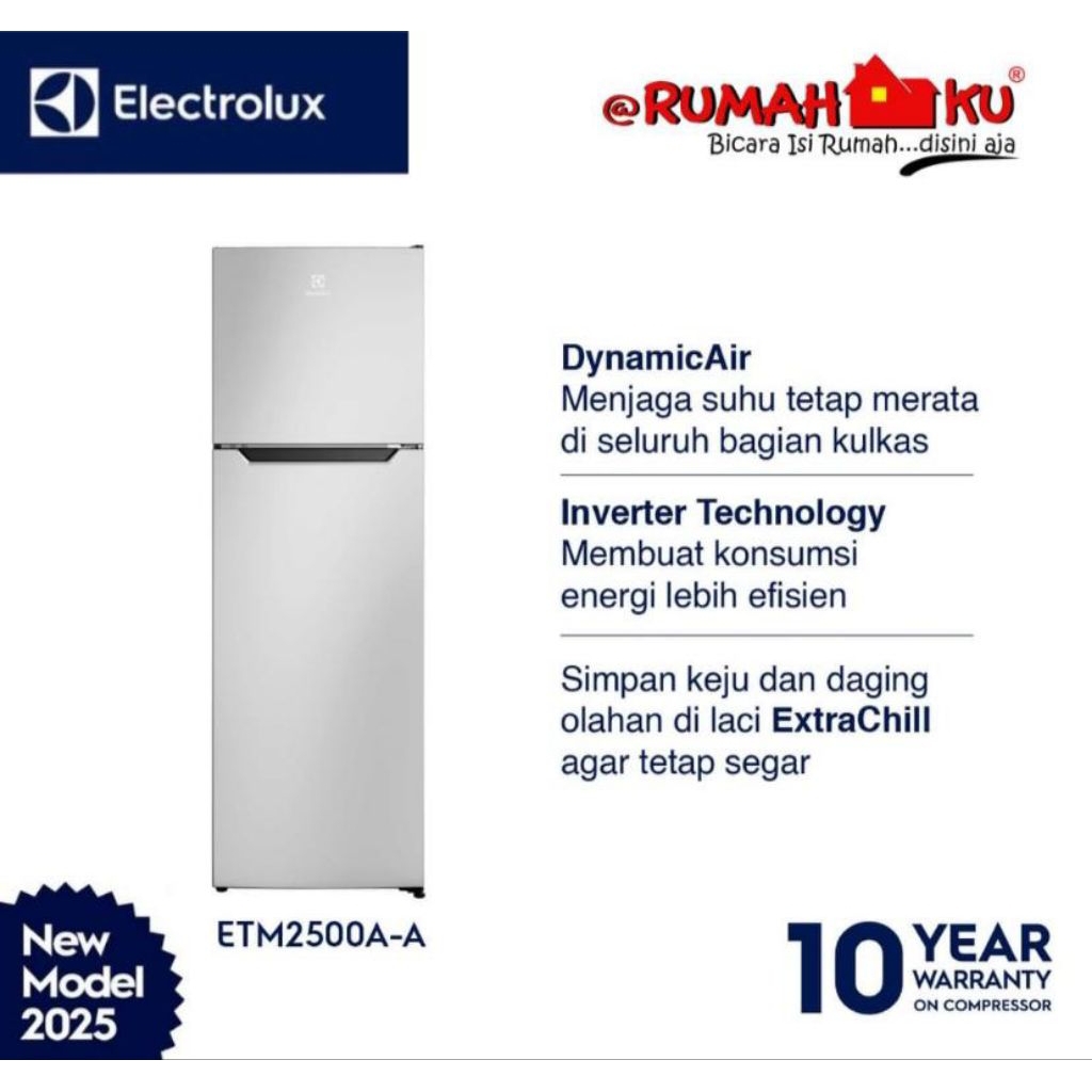 Jual Electrolux ETM 2500A-A/ ETM2500A-A SILVER Kulkas Top Freezer ...