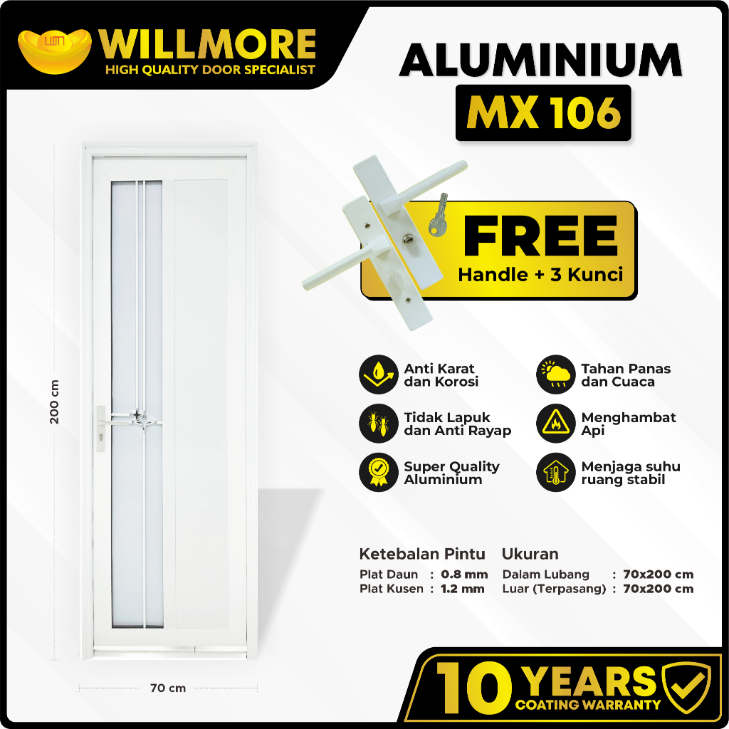 Jual WILLMORE Pintu Premium Aluminium Kamar Mandi Anti Karat Elegan ...