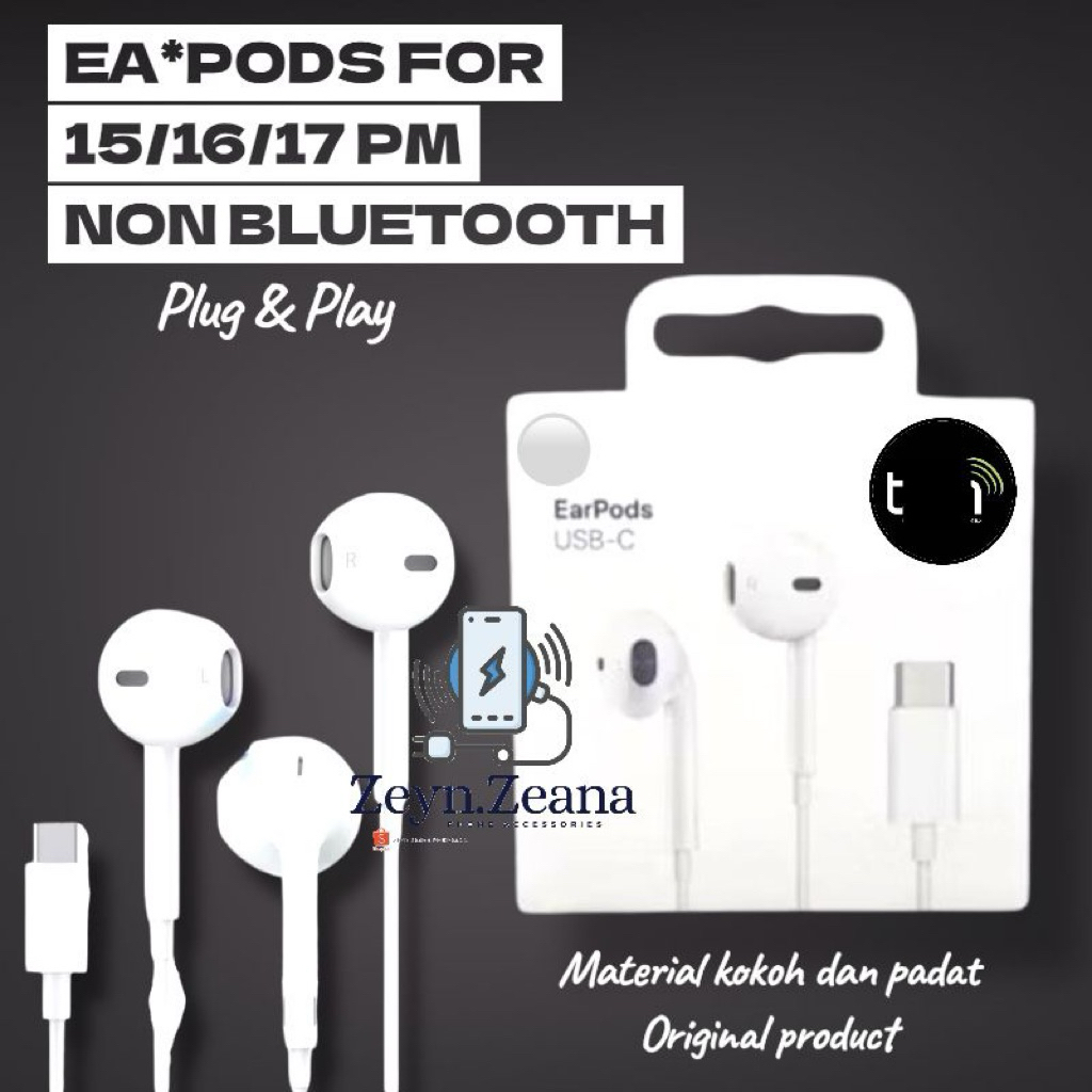 Jual USB C HEADSET EARPOD EARPHONE KABEL NON BLUETOOTH PLUG & PLAY ...