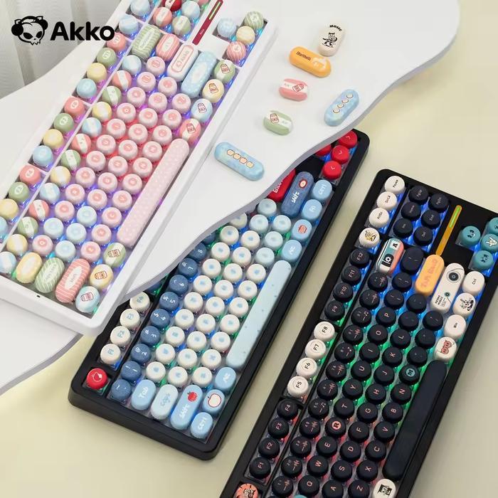 Jual Stok Baru Akko BottleCap Keycaps Set PBT Dye-Sub 131 key - Keycaps ...