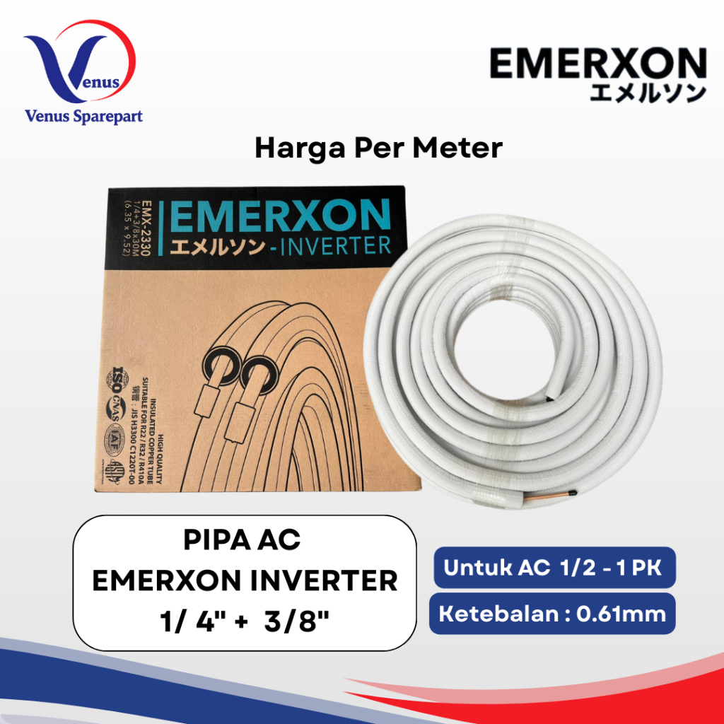 Jual PIPA AC EMERXON INVERTER 1/4 + 3/8 0.61 MM UNTUK AC 1/2 - 1 PK ...