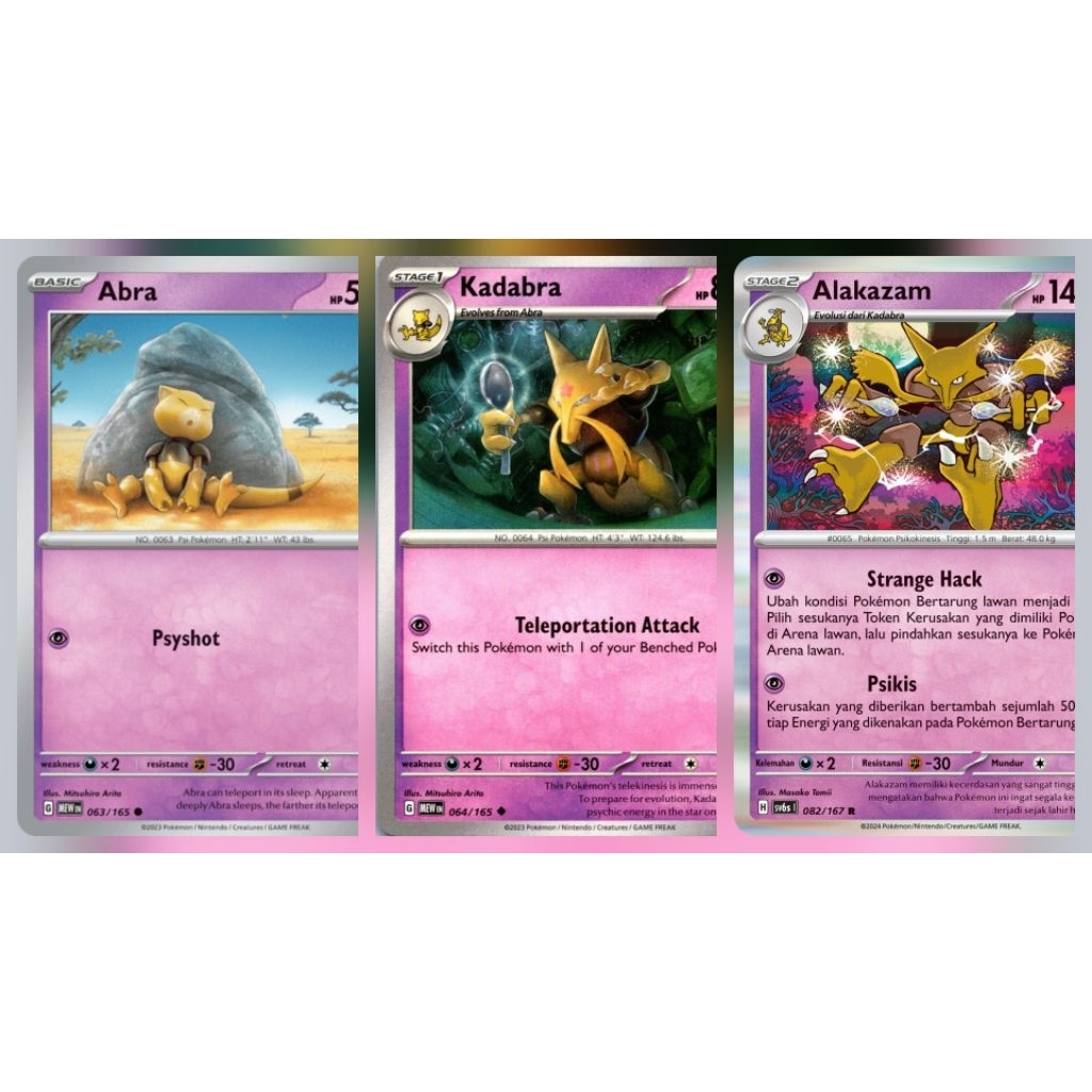 Jual Tcg Pokemon Abra, Kadabra & Alakazam Evoline Common | Shopee Indonesia