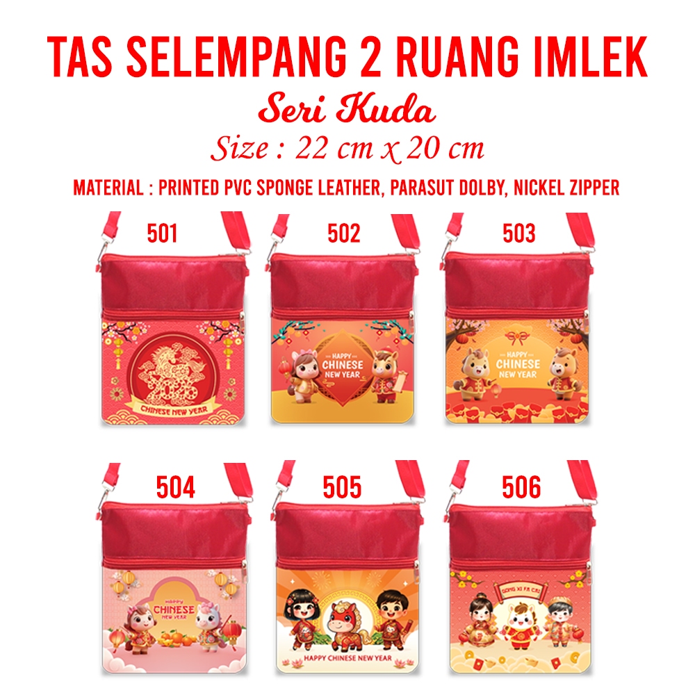Jual Tas Selempang 2 Ruang Angpao Imlek Seri Kuda Horse 2026 Souvenir ...