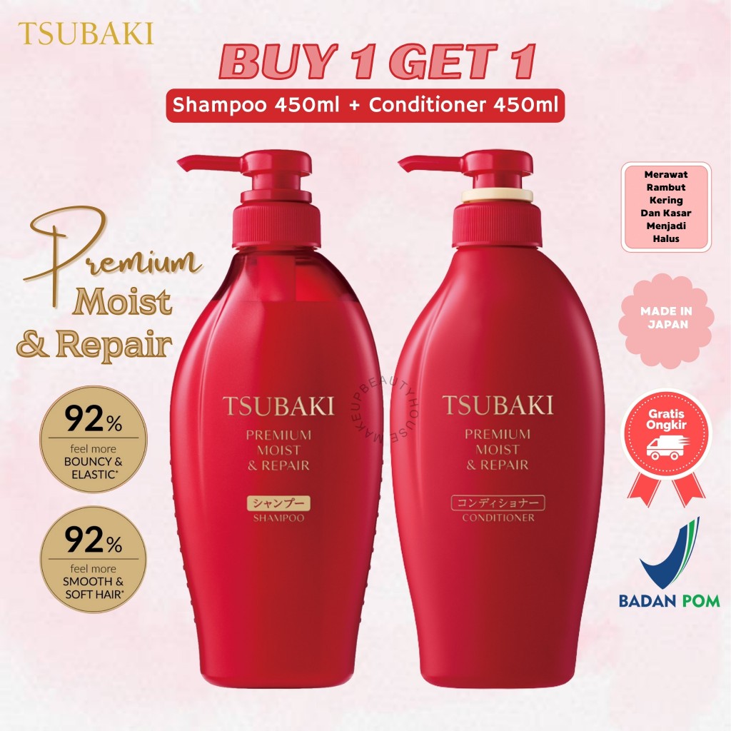 Jual TSUBAKI Premium Moist & Repair Shampoo & Conditioner 450ml ...