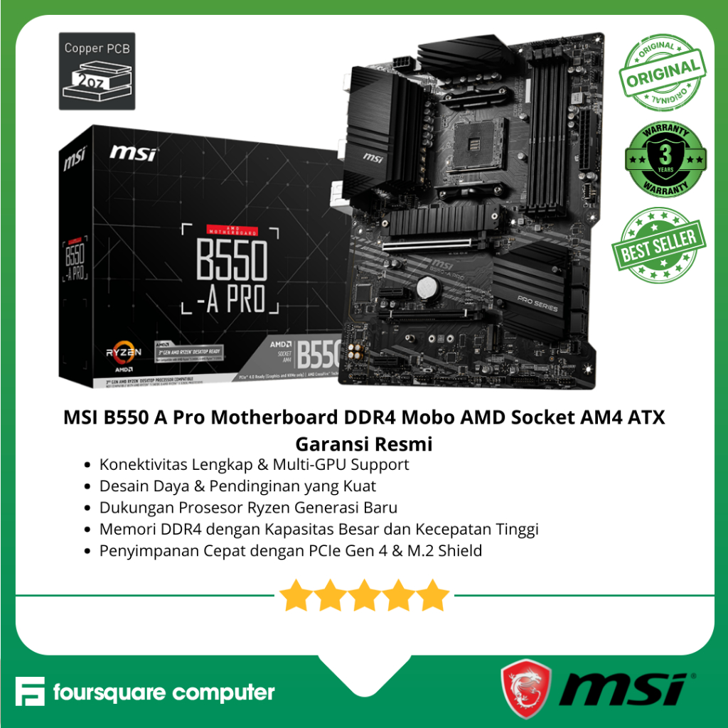 Jual MSI B550 A Pro Motherboard DDR4 Mobo AMD Socket AM4 ATX Garansi ...