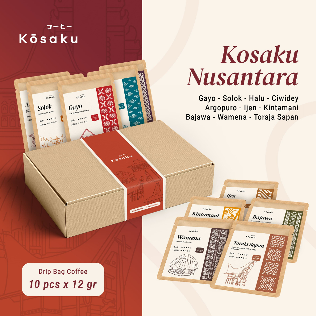 Jual Kosaku Nusantara Drip Bag Coffee 10 pcs Hampers Kopi Indonesia ...