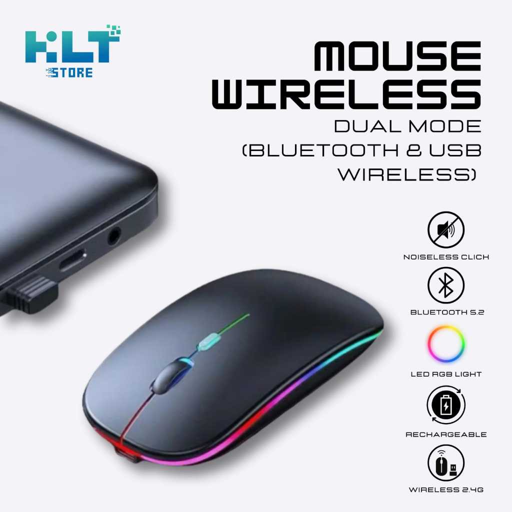 Jual Mouse Wireless Dual Mode Bluetooth & USB Dongle Kompak Hemat ...