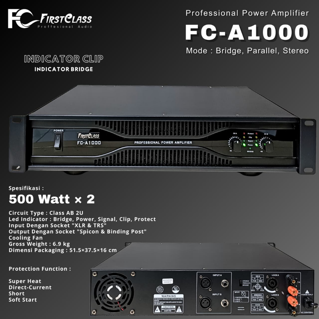 Jual POWER AMPLIFIER FIRSTCLASS FC A1000 First Class FCA 1000 Ampli FC ...