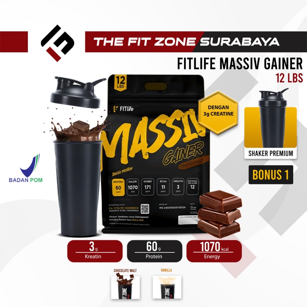 Jual FITLIFE Massiv Gainer 12 Lbs Supplemen Fitness Weight Mass Gainer ...