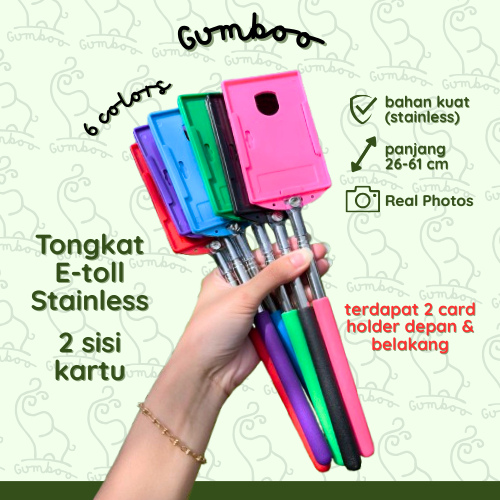 Jual Gumboo - [2 Sisi] Tongkat E-toll Stainless Portable / Stick ...