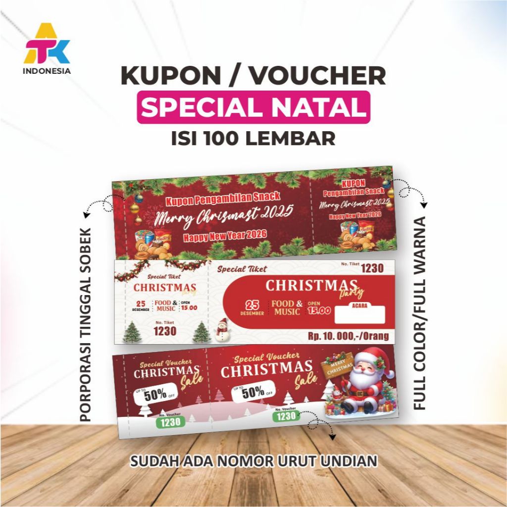Jual Kupon Natal Merry Christmas Isi 100 Lembar [ ATK INDONESIA ...