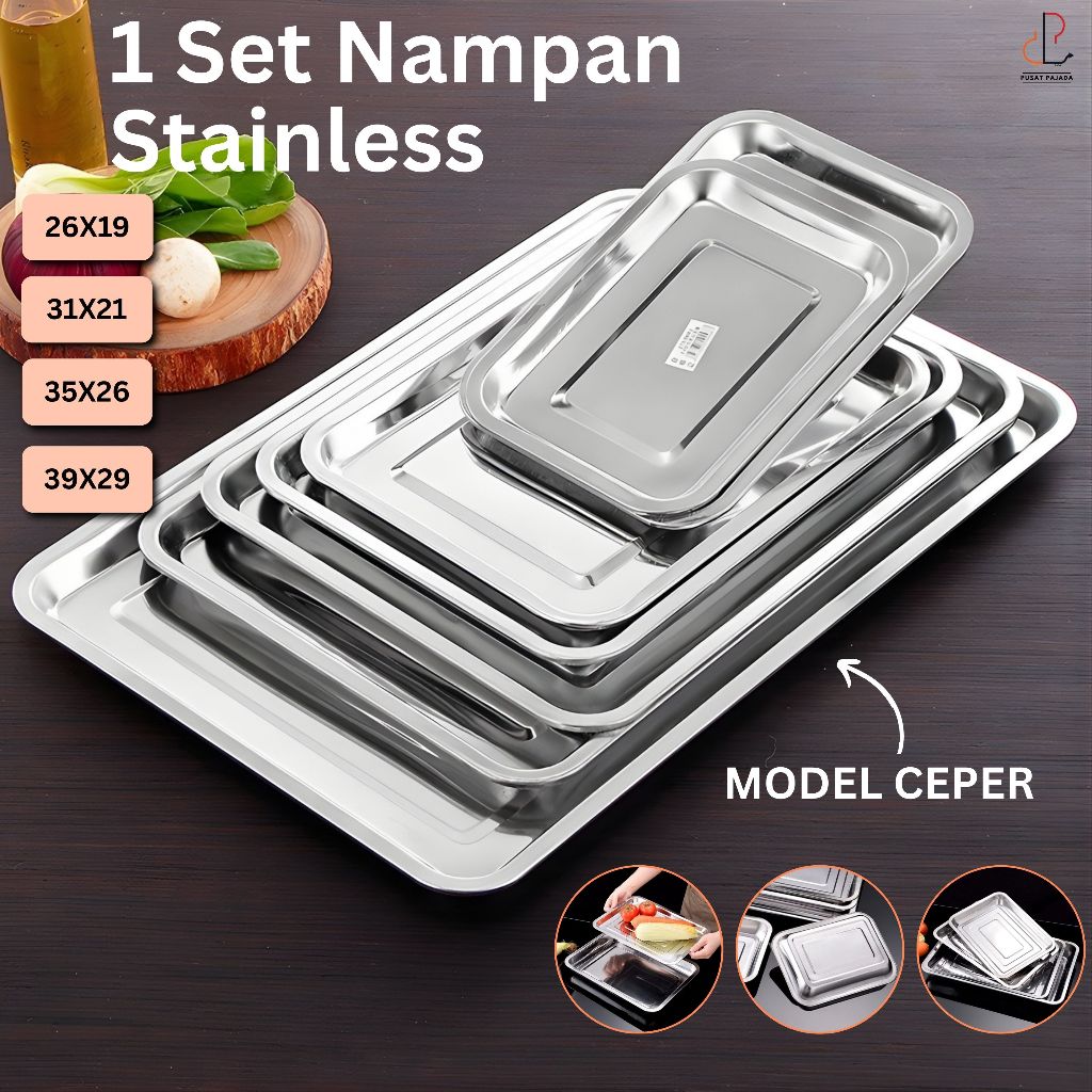 Jual PAJADA Nampan Stainless 1 SET Baki Tray Loyang Makanan Kotak ...