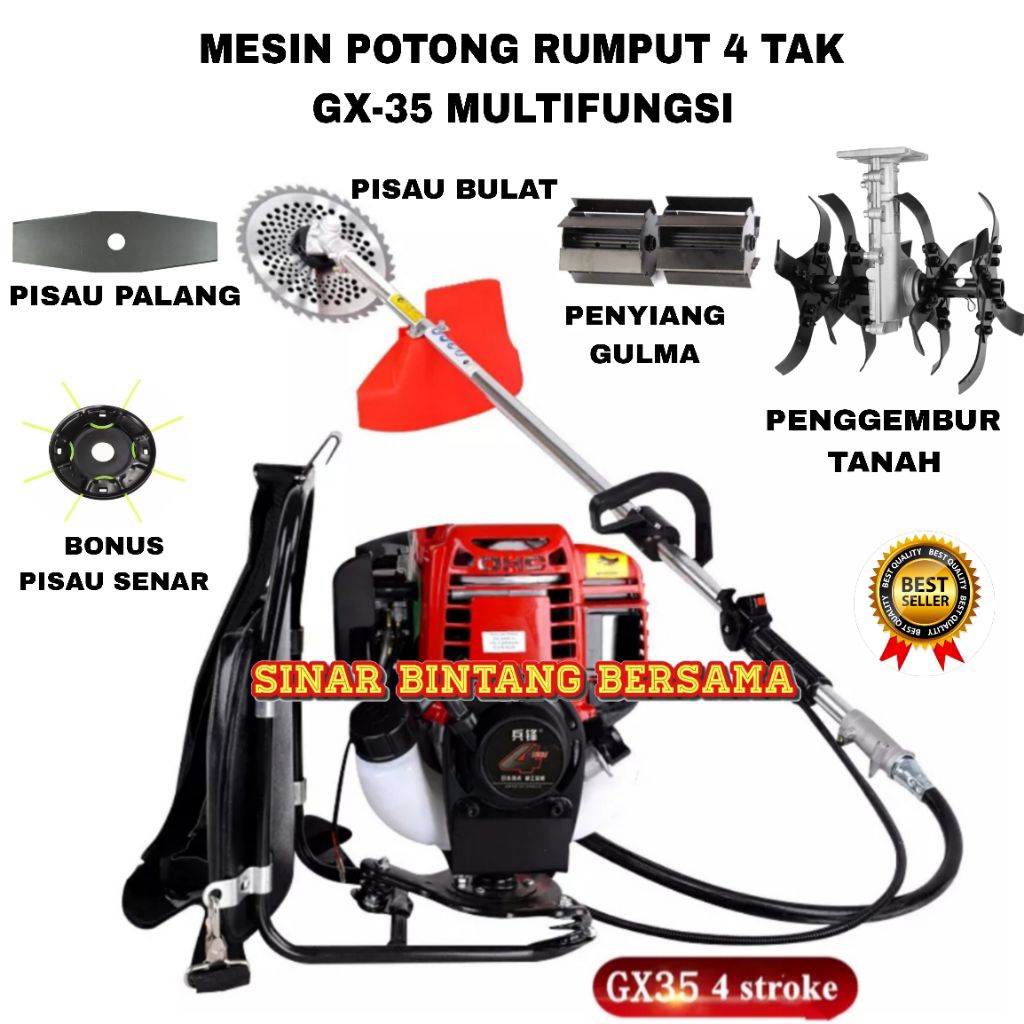 Jual Mesin Potong Rumput 4 Tak GX-35 Multifungsi 5 Mata Pisau | Shopee ...
