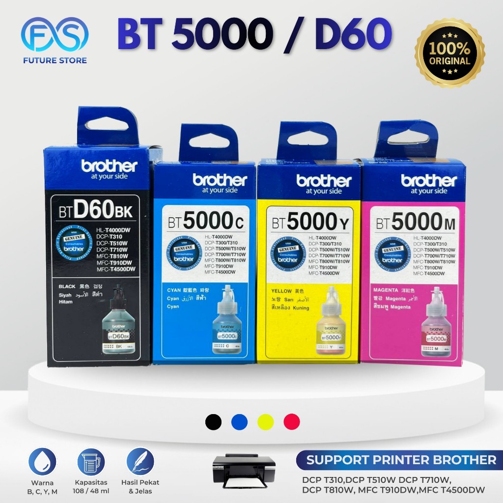 Jual Tinta Brother BTD60 BT5000 1 Set 4 Pcs Isi Ulang Refil For DCP ...
