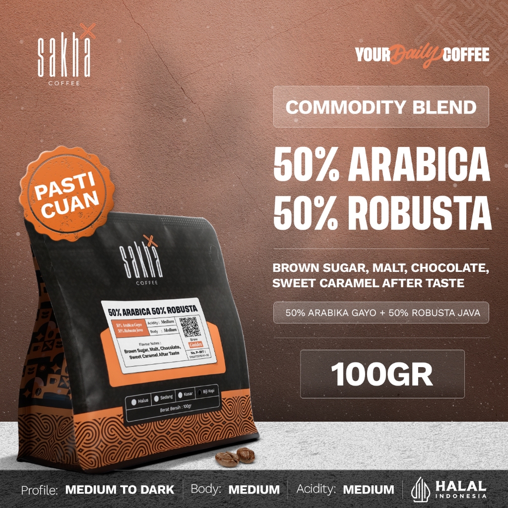 Jual BIJI KOPI 50% ARABICA 100GR Ekonomis Espresso Blend By Sakha ...