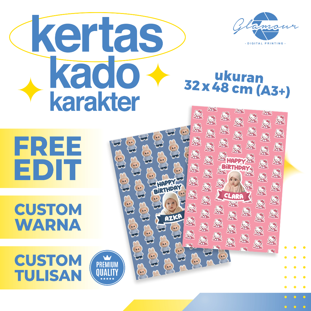 Jual Kertas Kado Karakter Custom | Kertas Kado Anak | Kertas Kado Lucu ...