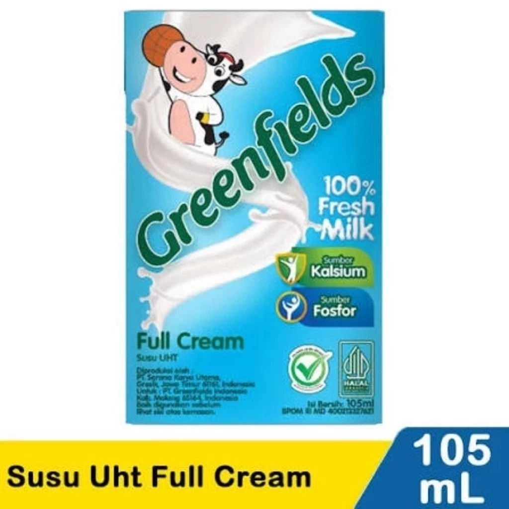Jual Susu UHT Greenfields 105ml (40 x 105ml) full cream / coklat ...
