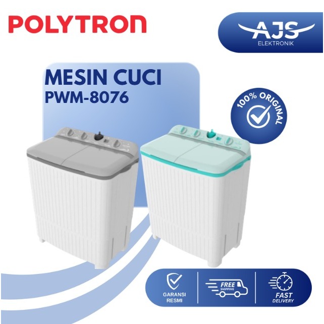 Jual MESIN CUCI 2 TABUNG POLYTRON 8 KG TWIN TUB PWM 8076 / PWM-8076 ...
