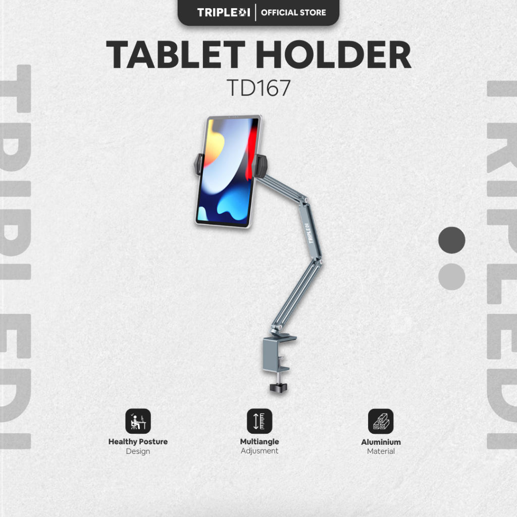 Jual TRIPLEDI Tablet Holder Jepit Meja 13 inch Aluminium Alloy TD167 ...
