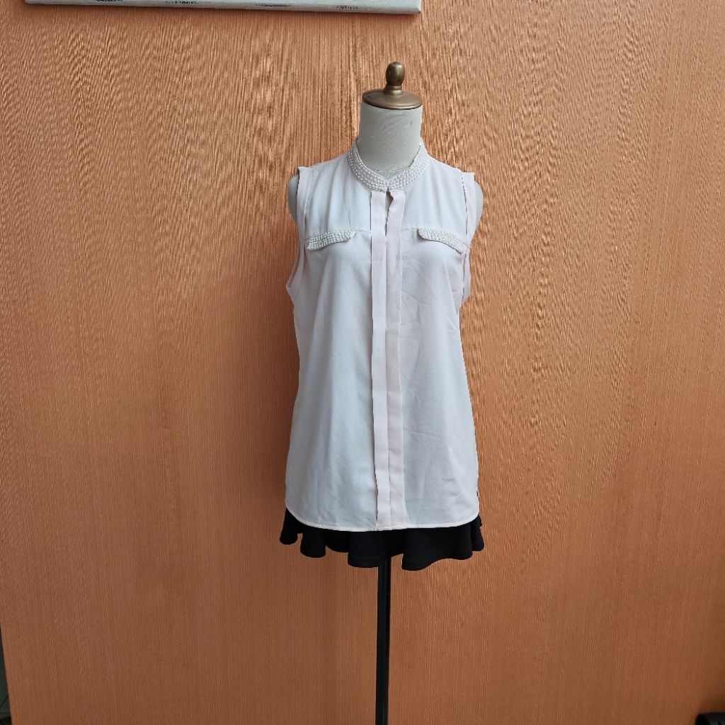 Jual atasan wanita salem pastel L cewek blouse MEWAH krah mutiara cute ...