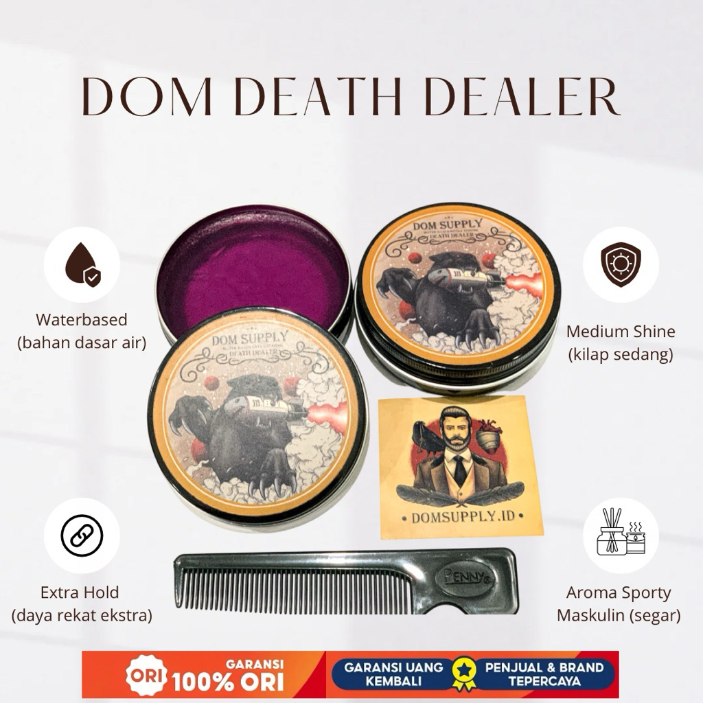 Jual DOM POMADE DEATH DEALER EXTRA STRONG WATERBASED WITH LUSTER SUDAH ...