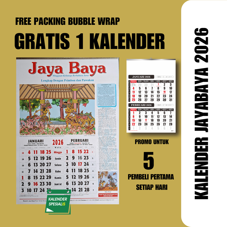 Jual KALENDER JAYA BAYA - KALENDER JAYABAYA 2026 2025 ORIGINAL LENGKAP ...