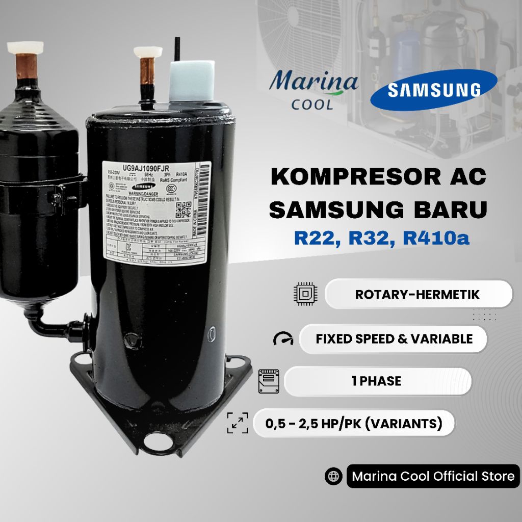 Jual Kompresor AC Samsung 1/2 (0,5) PK, 1 PK, 1,5 PK, 2 PK, 2.5 PK (R22 ...