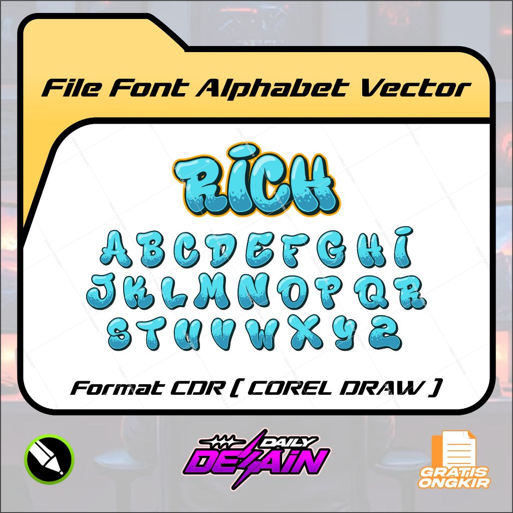 Jual File Vector Alphabet Font Format Cdr ( Corel Draw ) tipe rich ...