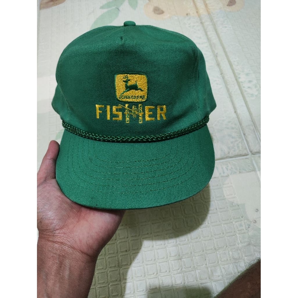 Jual Jhon deere fisher Topi vintage tali kapal A frame embos KC ...