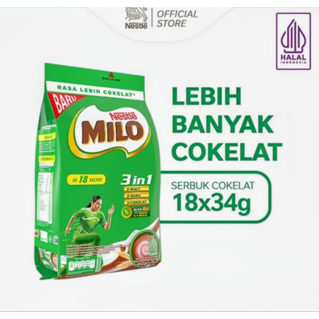 Jual MILO ACTIV-GO Nestle 22g renceng 3in 1..34g less sugar 28g 10 ...