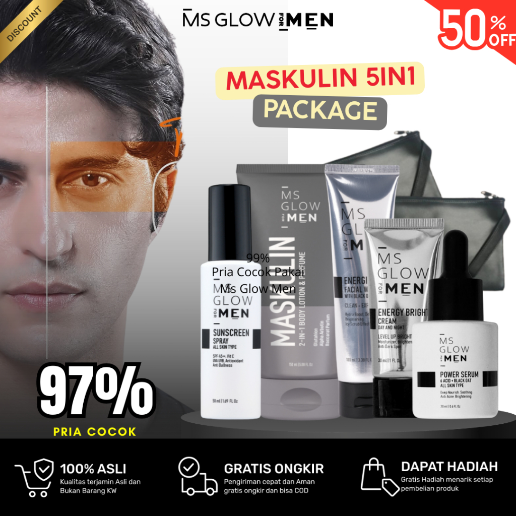 Jual Paket Ms Glow For Men 5in1 Paket Basic Sunscreen Lotion Maskulin ...