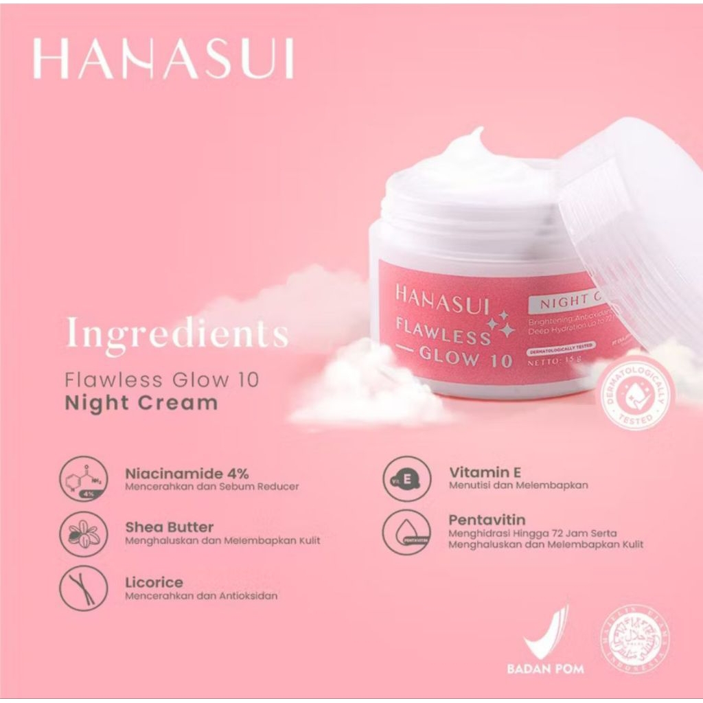 Jual Hanasui Flawless Glow 10 Night Cream 15g | Shopee Indonesia
