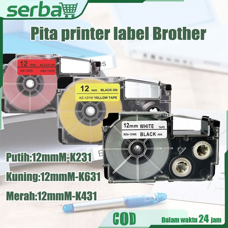 Jual 12mm Pita printer label Brother Label Tape K-LABEL for Casio EZ ...