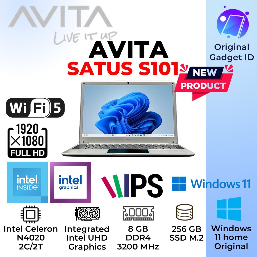 Jual Avita Satus S101 | Intel N4020 | Ram 8GB | 256GB SSD | 14Inch FHD ...