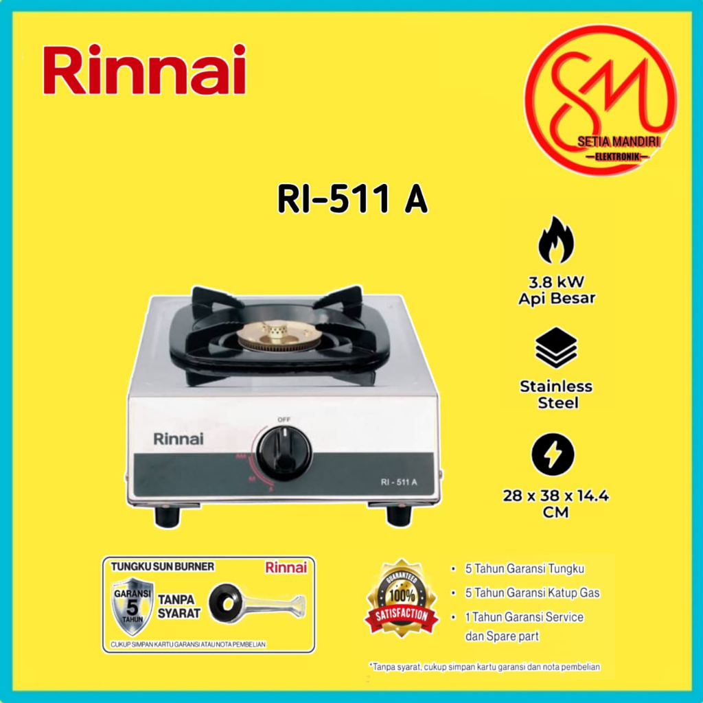 Jual RINNAI RI-511C | RI-511E I RI-511A I RI-511T Kompor Gas 1 Tungku ...