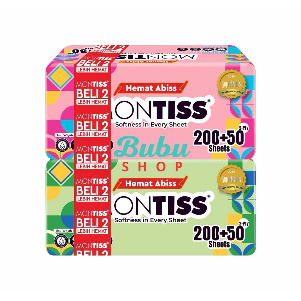 Jual ( Promo 2 pcs )paket tissue montiss 200 + 50 sheets ( 2 pcs ...