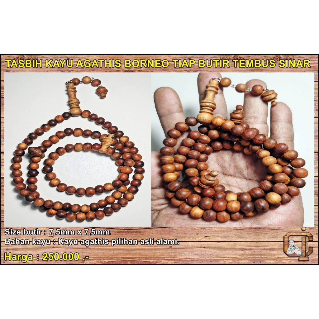 Jual Tasbih kayu darah naga atau kayu agathis borneo pilihan tembus ...