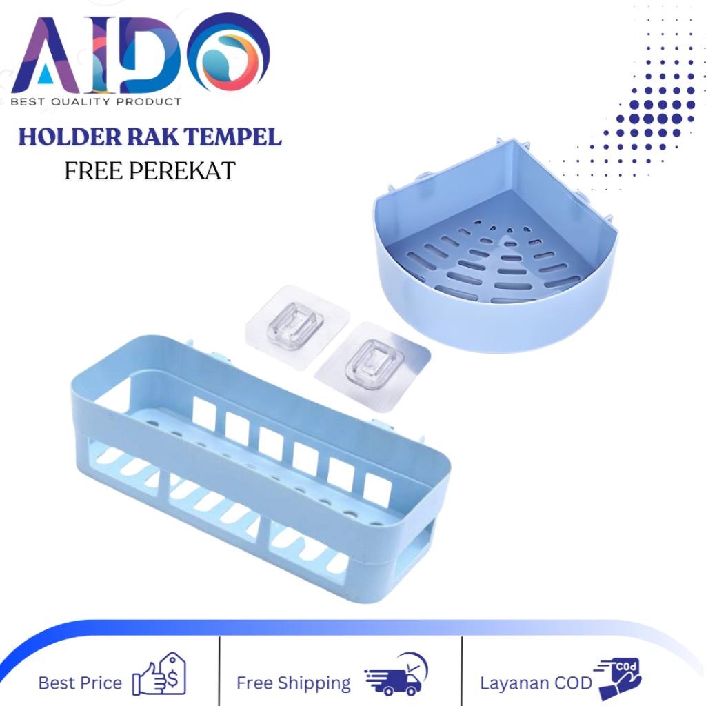 Jual Rak Tempel Dinding Dapur Persegi Rak kamar Mandi Sudut Siku Tempel ...