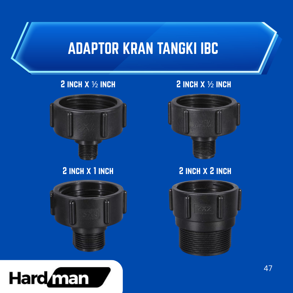 Jual HARDMAN Adaptor Tangki IBC Drat Luar 1/2" 3/4" 1" 2" Inch Adapter ...