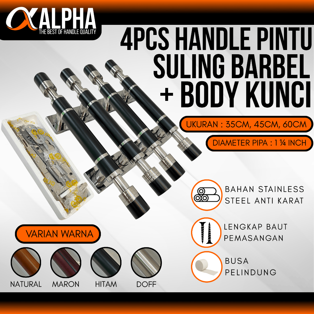 Jual Handle pintu rumah terbaru set kunci gagang pintu suling barbel ...