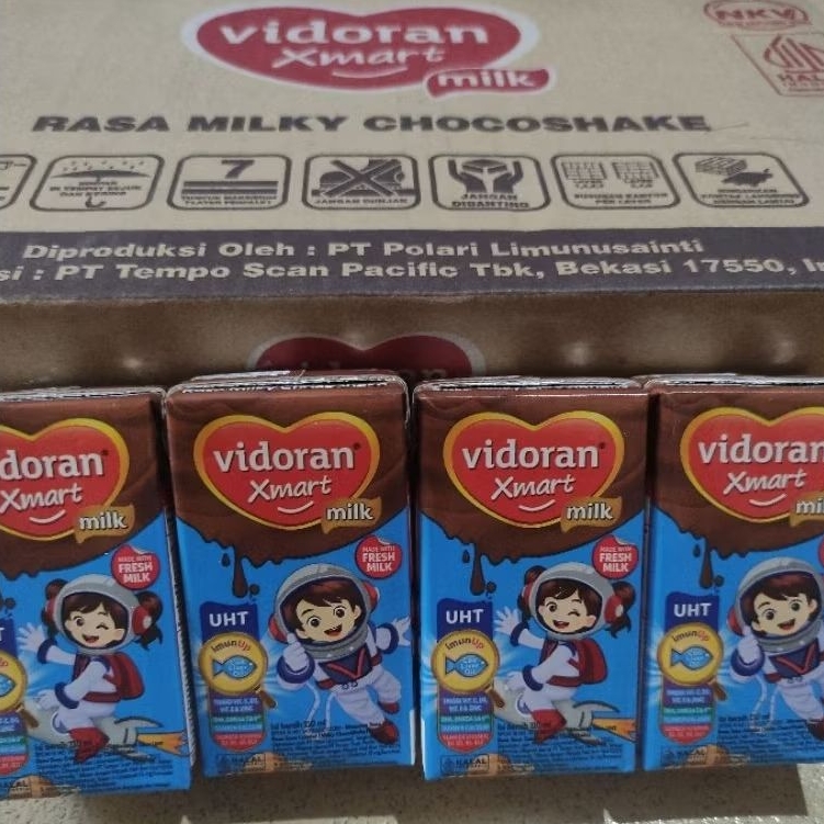 Jual Vidoran Xmart Kids Susu UHT Rasa Milky Chocoshake 110 ml | Shopee ...