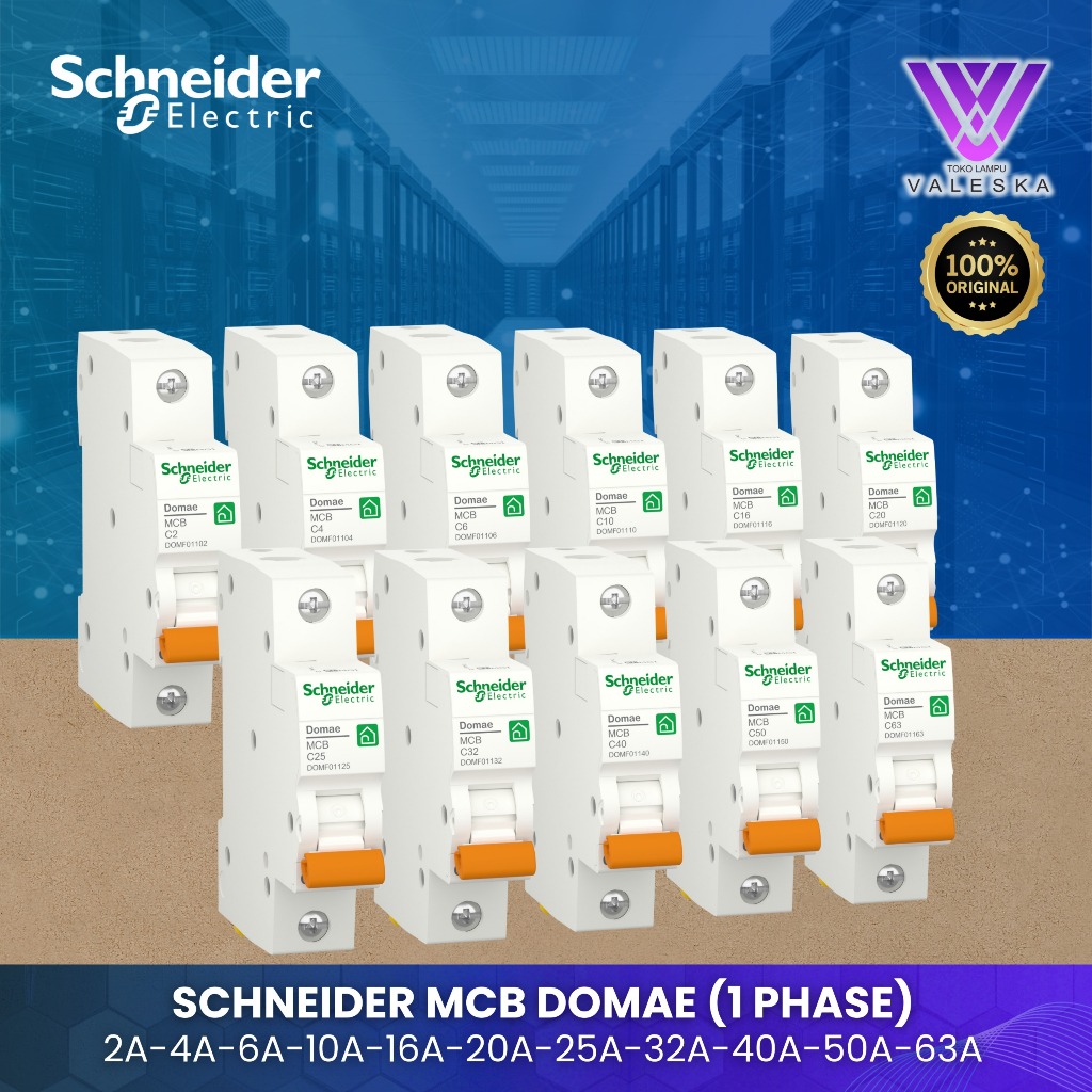 Jual SCHNEIDER MCB DOMAE 1 Phase Miniature Circuit Breaker 1P 2A 4A 6A ...