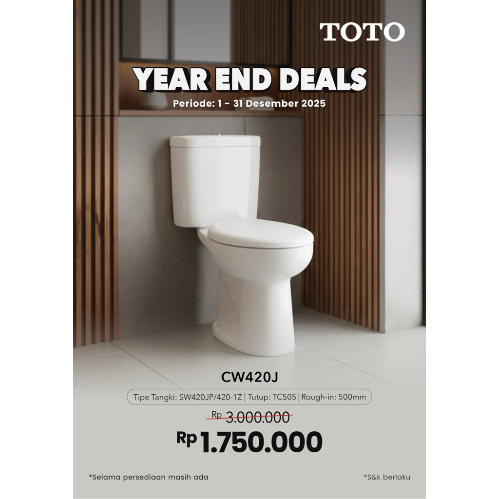 Jual Kloset Duduk TOTO CW420J + Tutup Biasa TC505 Komplit Set | Shopee ...